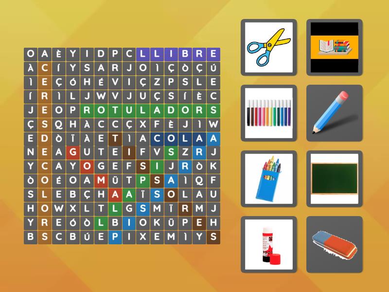 Material escolar - Wordsearch