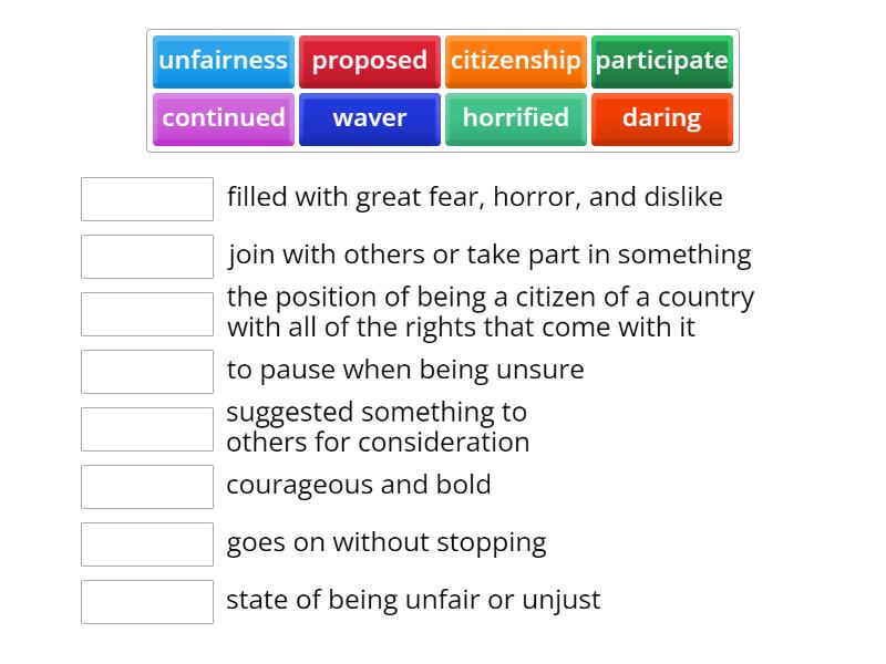 Vocabulary CRE 3rd grade unit 5.1 - Match up