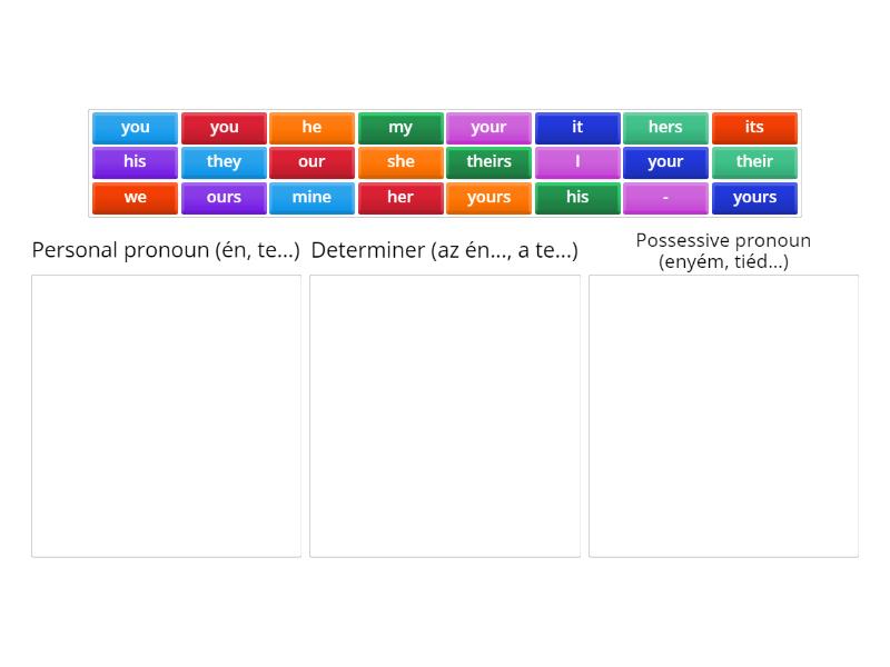 Possessive pronouns - Categorize