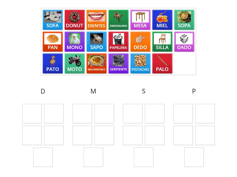 CLASIFICA SEGÚN EL FONEMA POR EL QUE EMPIECEN - Group sort