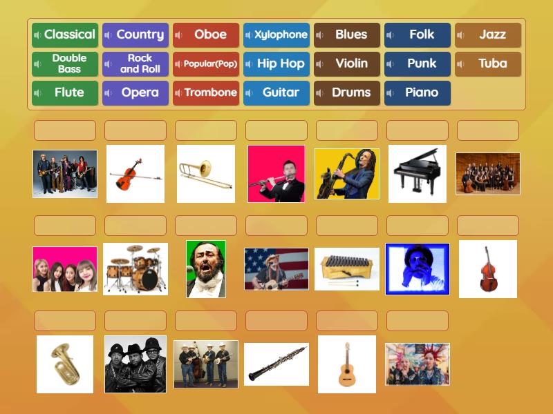 Musical Genres and Musical Instruments - Match up