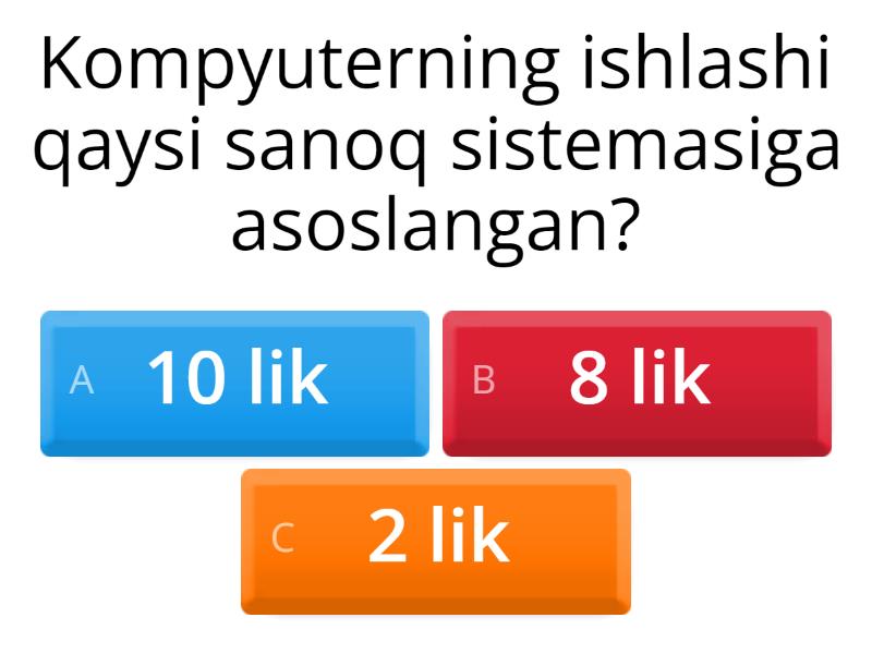 8-sinf informatikadan test - Quiz