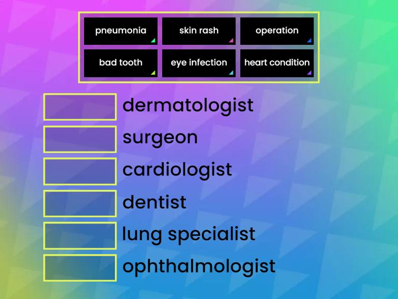 types of doctor - Match up