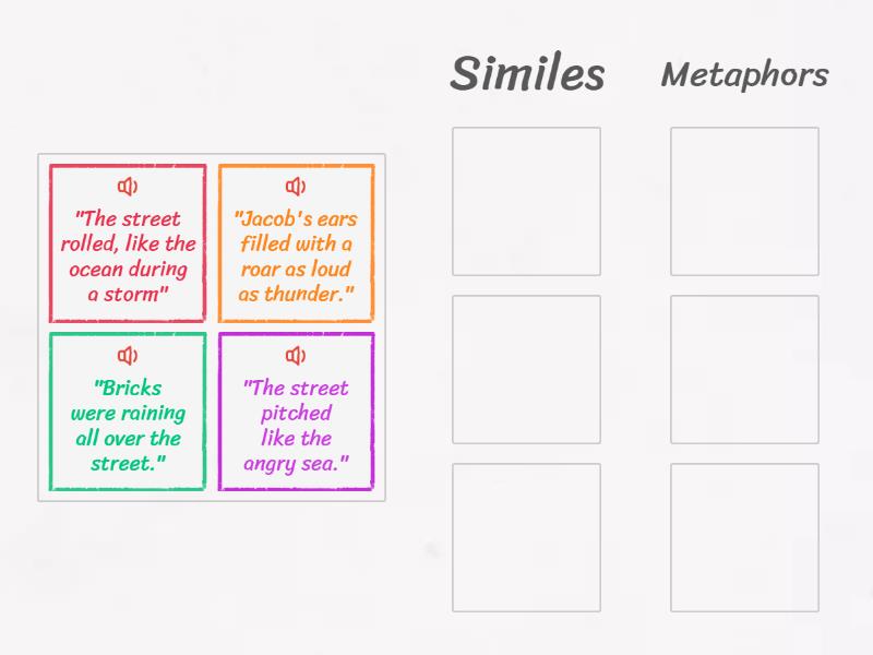 Quakes L8: Similes and Metaphors - Group sort