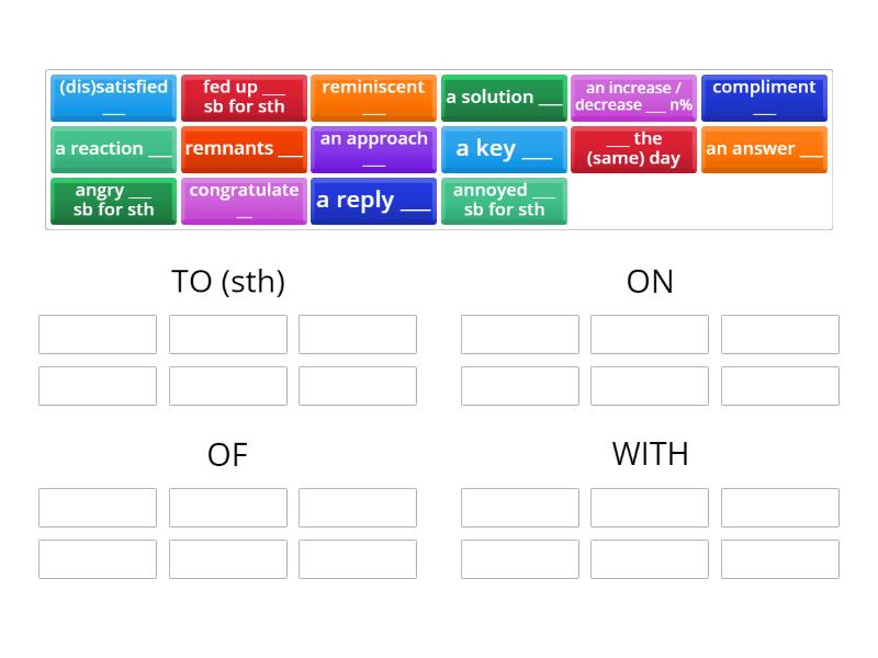 Dependent prepositions B2+ - Group sort