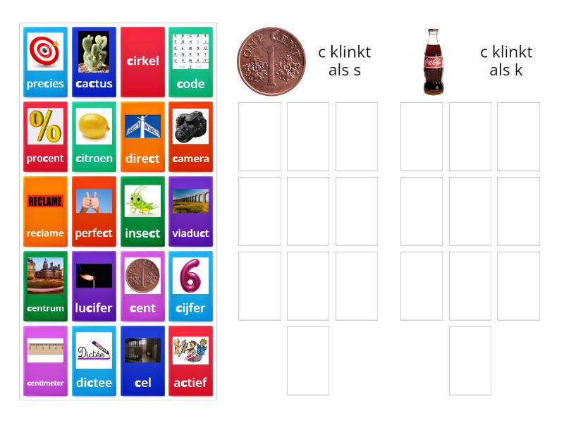 cent woorden en cola woorden - Group sort
