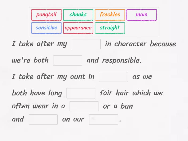 7 form appearance - Complete the sentence