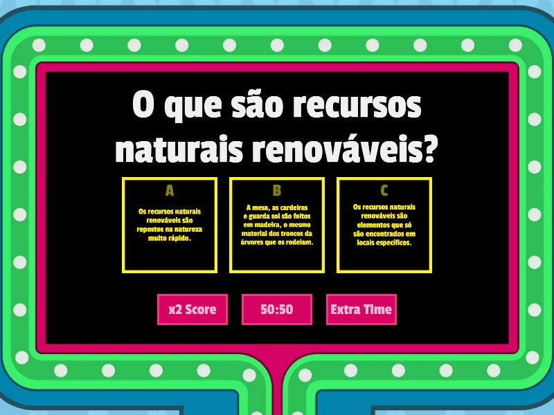 Recursos Naturais - Gameshow quiz