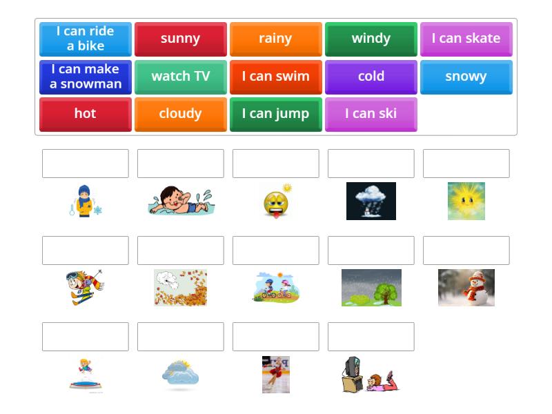 weather and modal verb "can" vocabulary - Match up