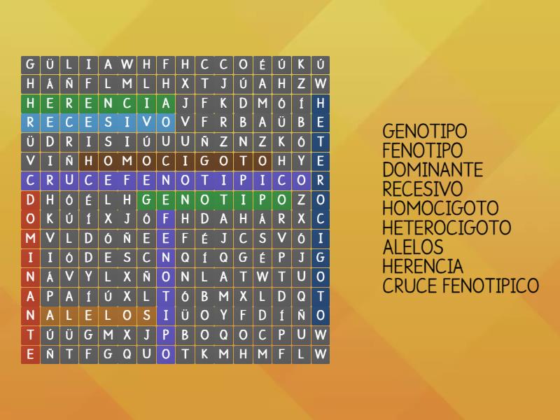 Genetica Mendeliana - Sopa de letras