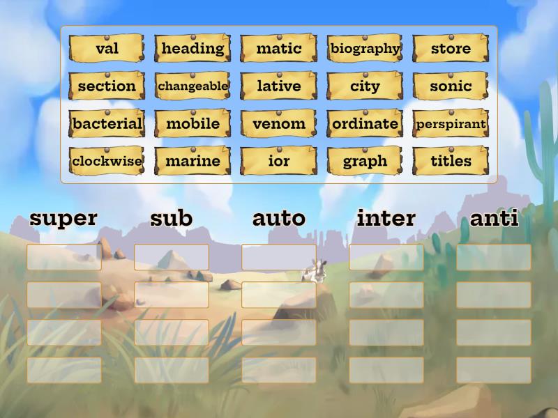 prefix sort anti, super, sub, auto, inter - Group sort