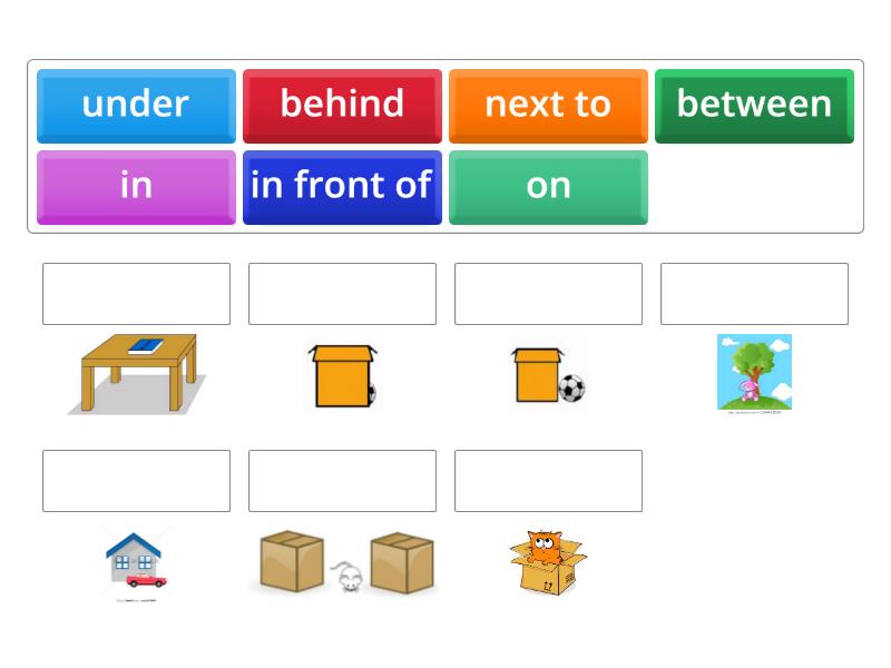 in/on/under/in front of/between/behind/next to - Match up