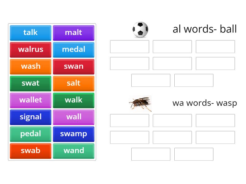al/wa phonics word sort - Group sort