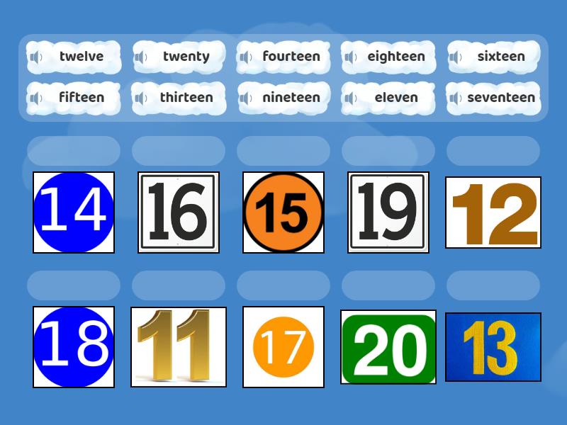 Numbers from 11-20 - Match up