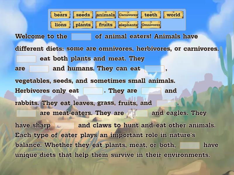 PUP2 U5 Animal kingdom - Complete the sentence