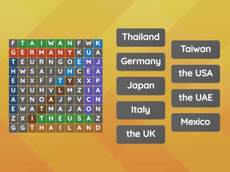 World Map (Countries) - Wordsearch