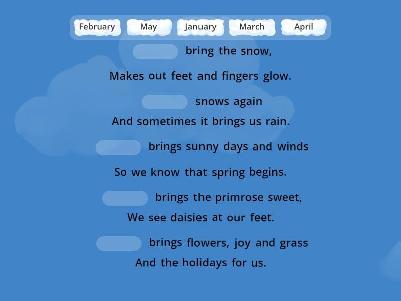 riddles months - Completar la frase