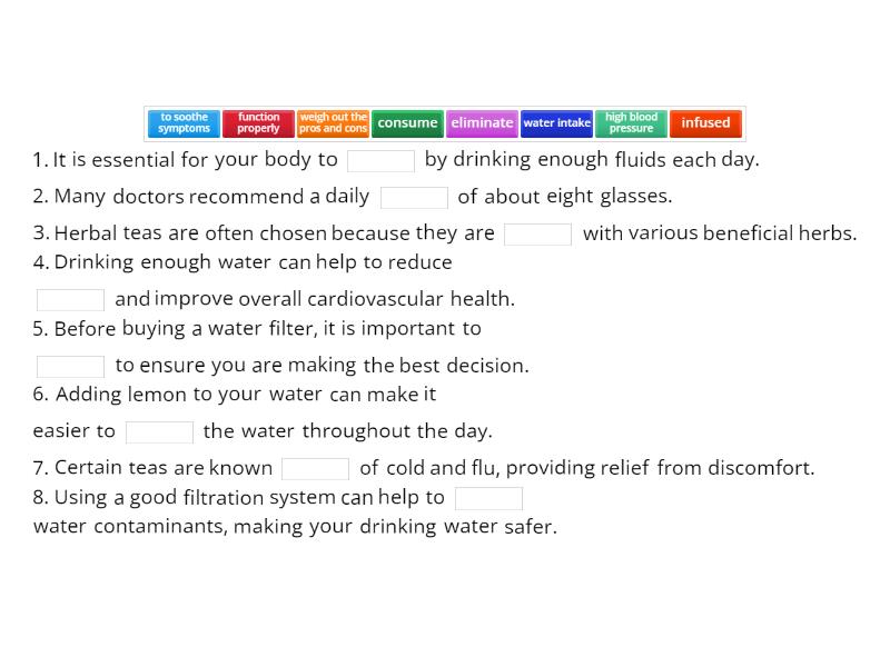Water intake - Complete the sentence