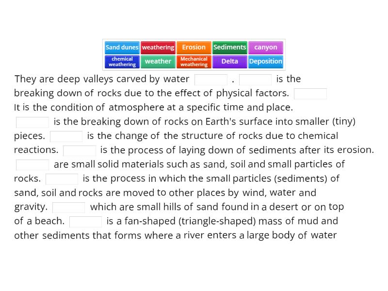 weathering - Complete the sentence