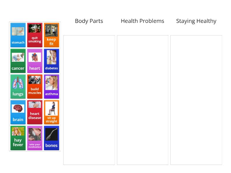 Health Unit Vocabulary Sort - Categorize