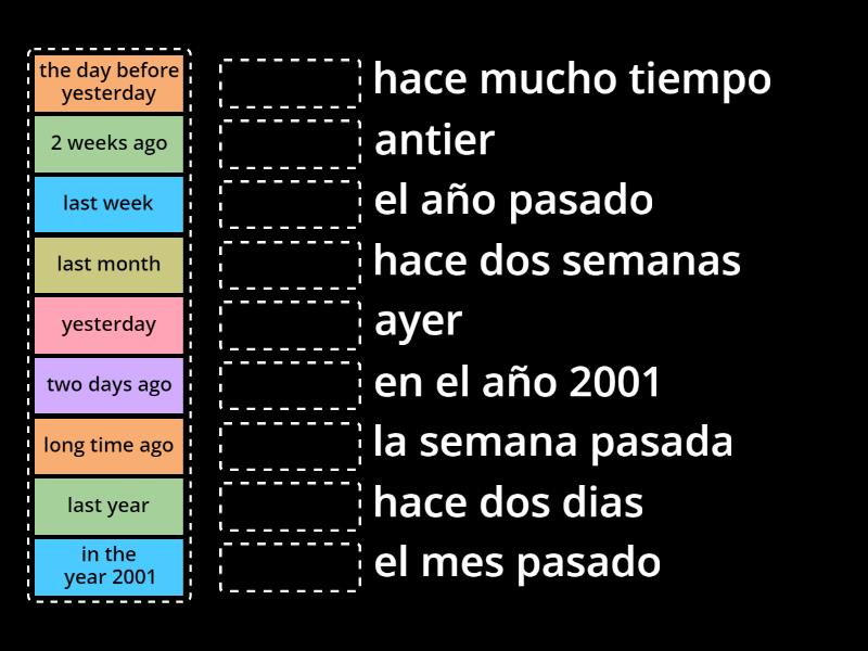 sIMPLE Past time expressions - Match up