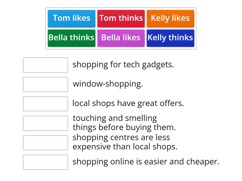 Shop Till You Drop- Comprehension Questions; Task 1b; B1 - Match up