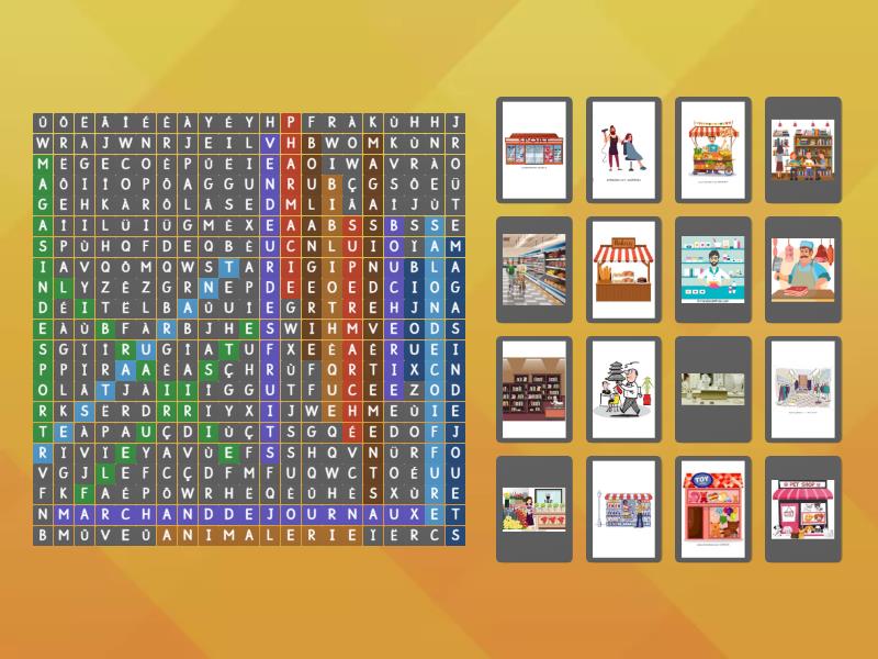 6. Les magasins - Wordsearch