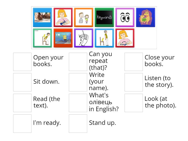 Classroom language - Match up