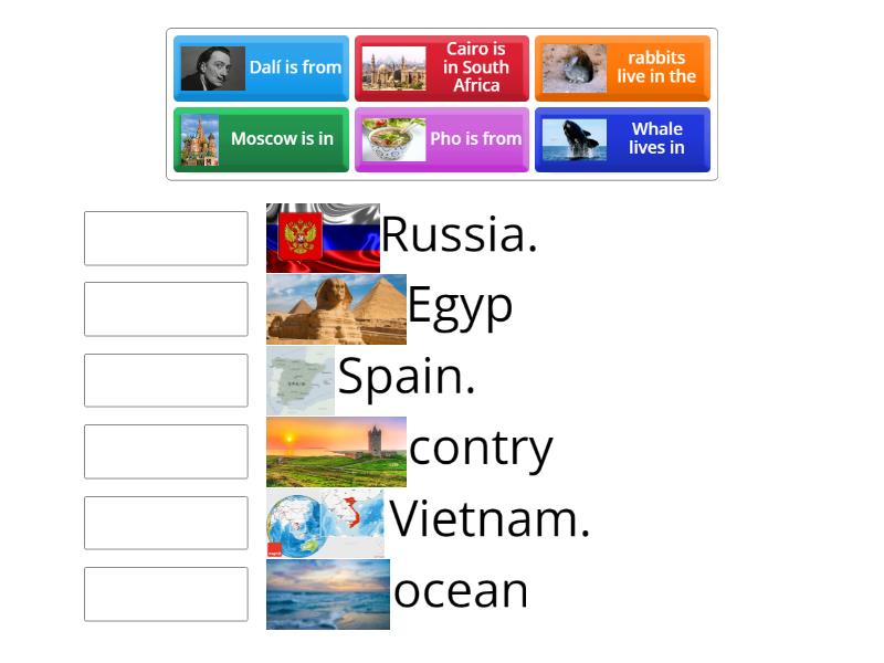 countries and cities. - Match up
