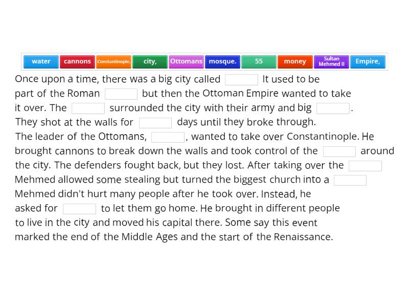 Fall of Constantinople - Complete the sentence