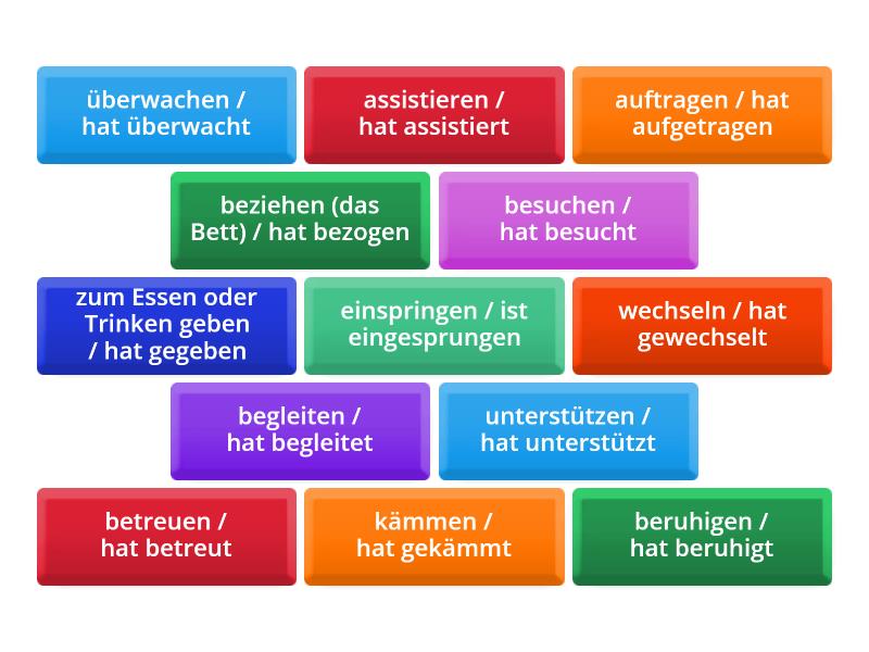 Deutsch für die Pflegeberufe (Verben & Tätigkeiten) - Flip tiles
