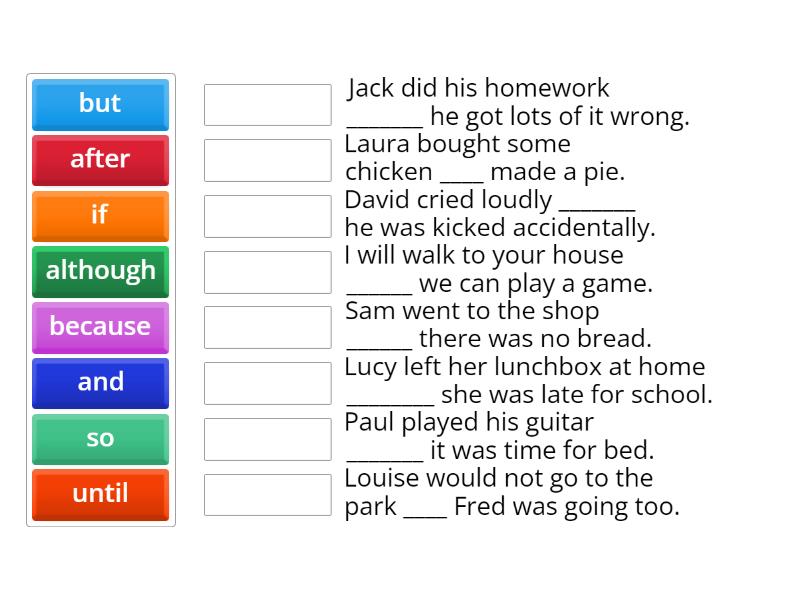 Conjunctions game - Match up