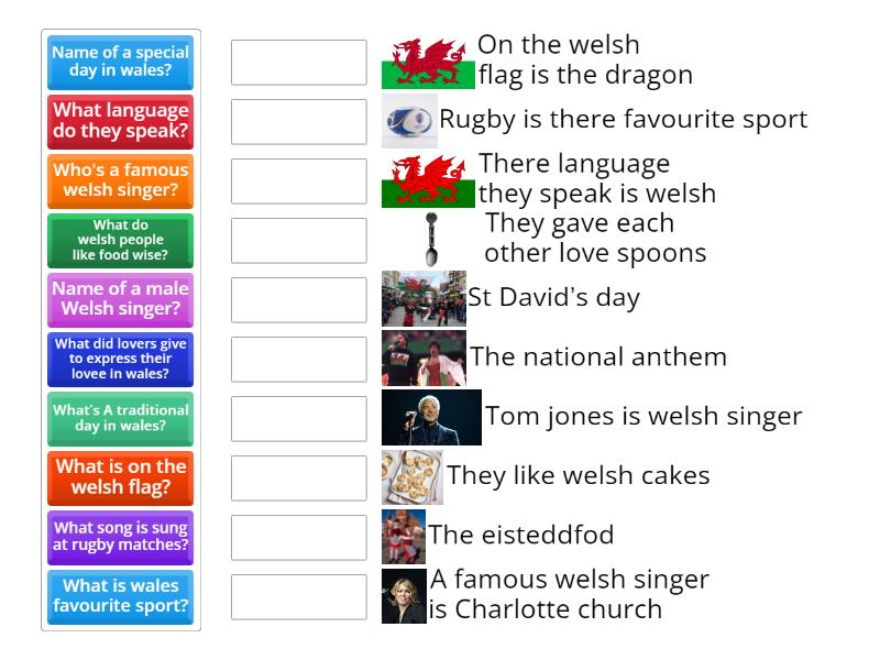 Welsh Culture - Match up
