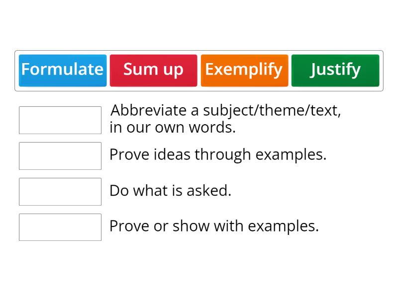 Instructional Verbs - Links the keyword to its definition. - Match up