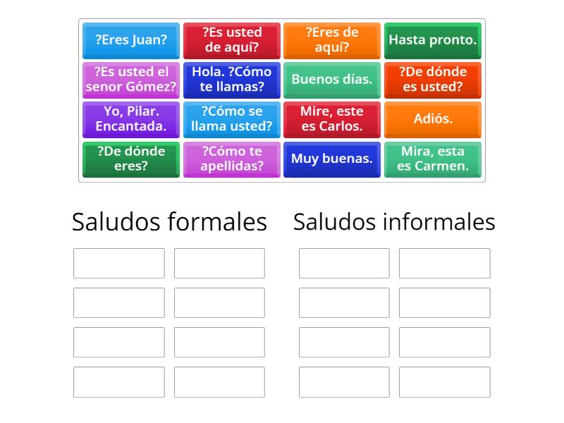 Saludos, información personal, presentación y despedidas - Group sort