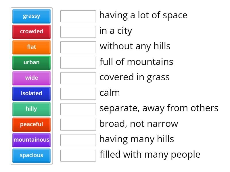 Places Adjectives 1 - Match up