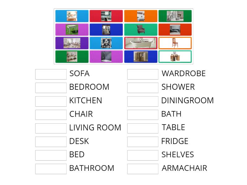 OBJECTS IN THE HOUSE - PARTS OF THE HOUSE - Match up