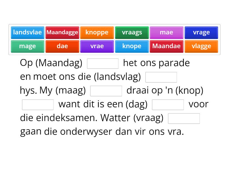 Meervoude 2 - Complete the sentence