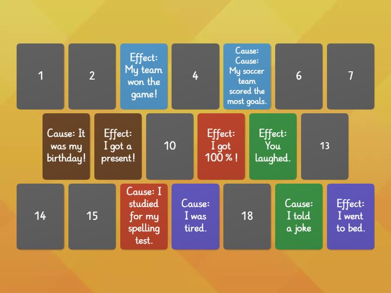 Cause and Effect Matching - Matching pairs