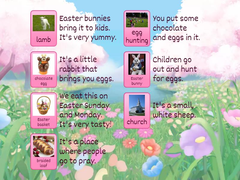 Easter: words with definitions - Unscramble