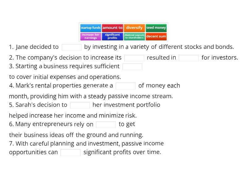 Passive income - Complete the sentence