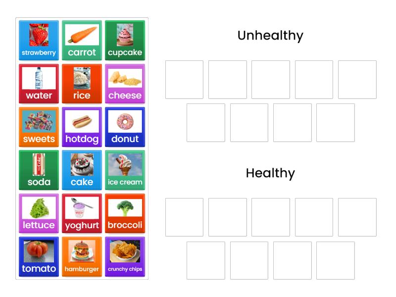 Sorting healthy and unhealthy food - Group sort