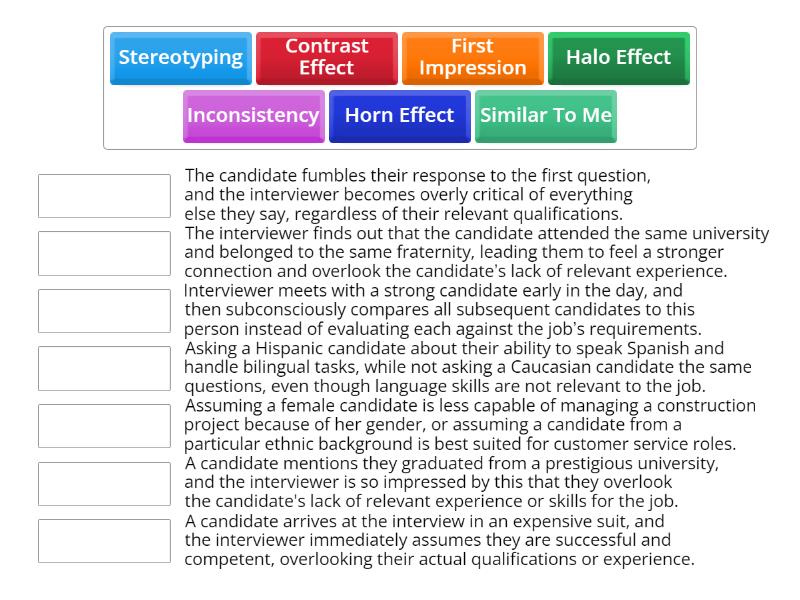 Matching: Types of Bias - Match up