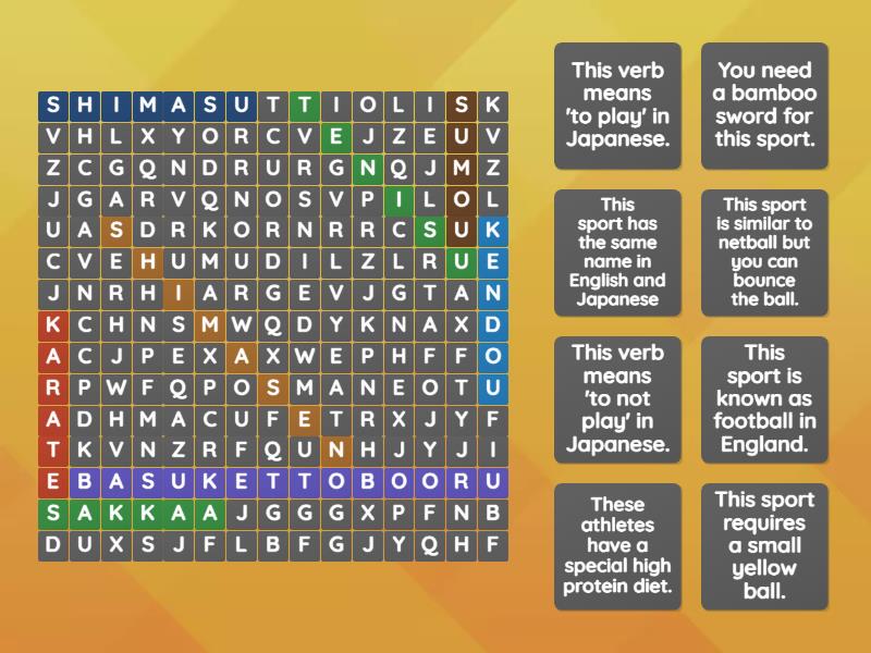 Japanese and Western Sports - Wordsearch