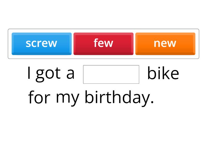 Choose the correct /ew/ word. - Complete the sentence