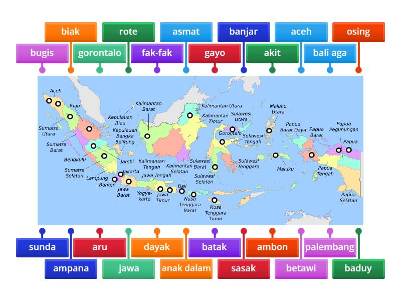 Peta Persebaran Suku-Suku di Indonesia - Labelled diagram