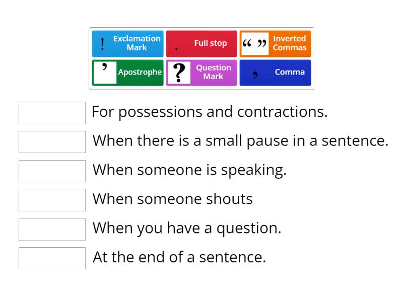 Punctuation Marks - Match up