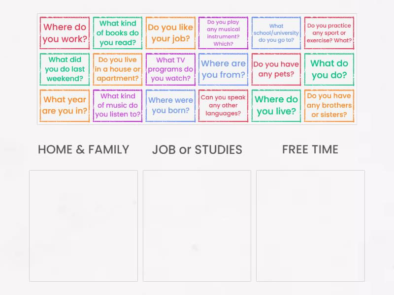 Let's organize the question categories: - Group sort
