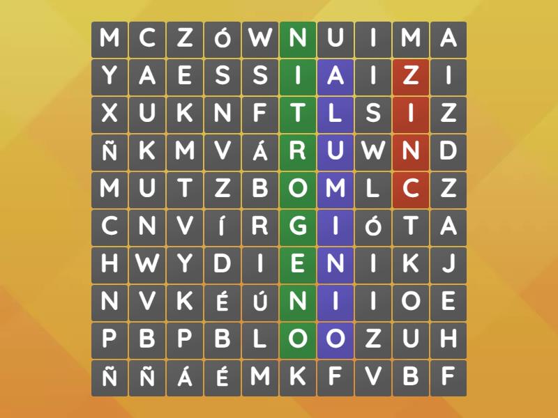 Elementos de la tabla periodica - Wordsearch