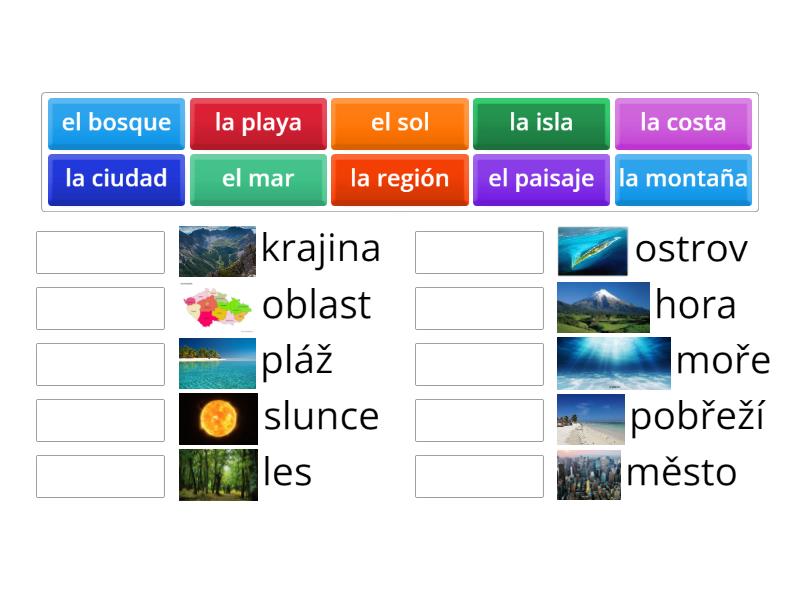vocabulario de la naturaleza. - Match up